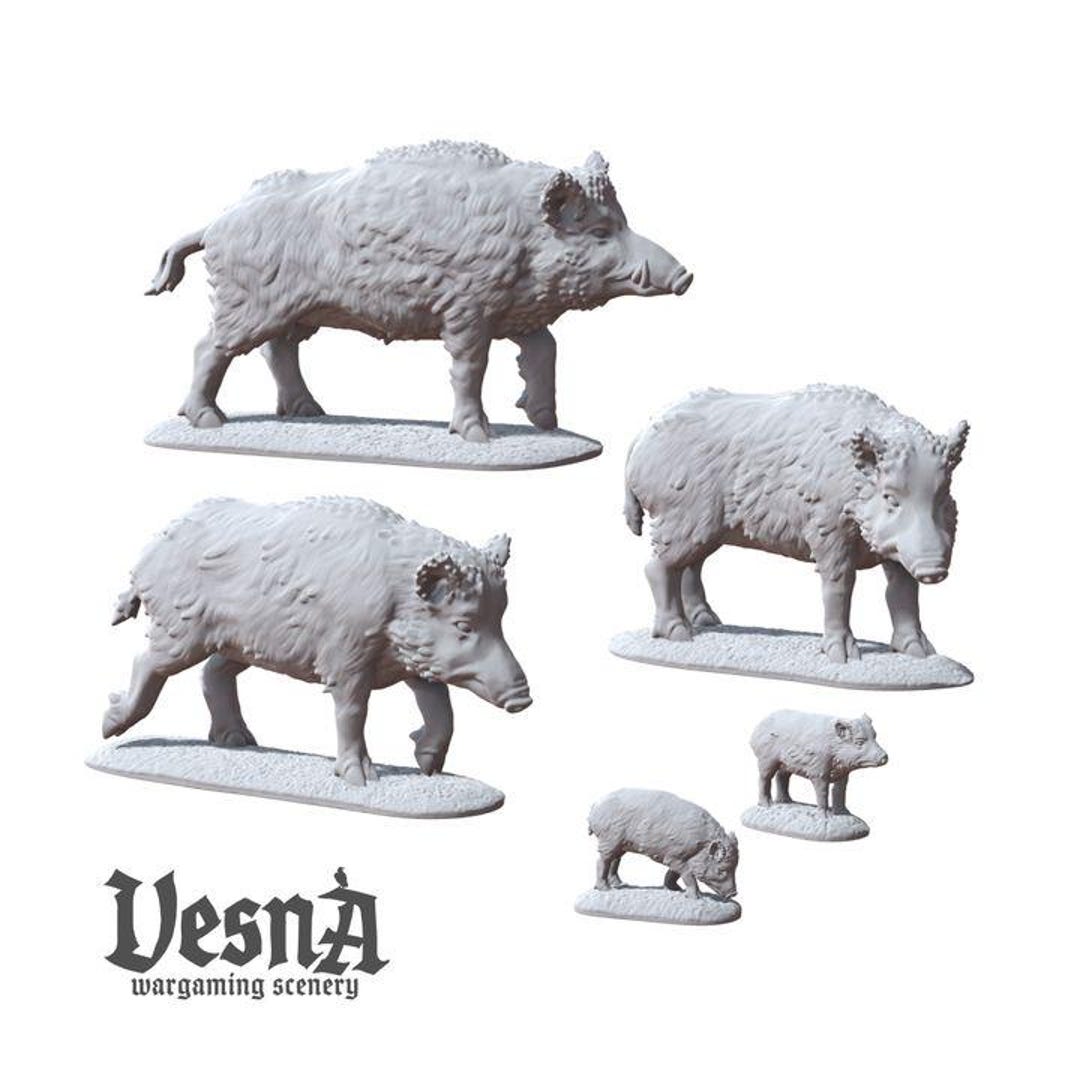 5pc Pigs Boars | DND Dungeons and Dragons 28/32 TTRPG | Miniature Farm ...