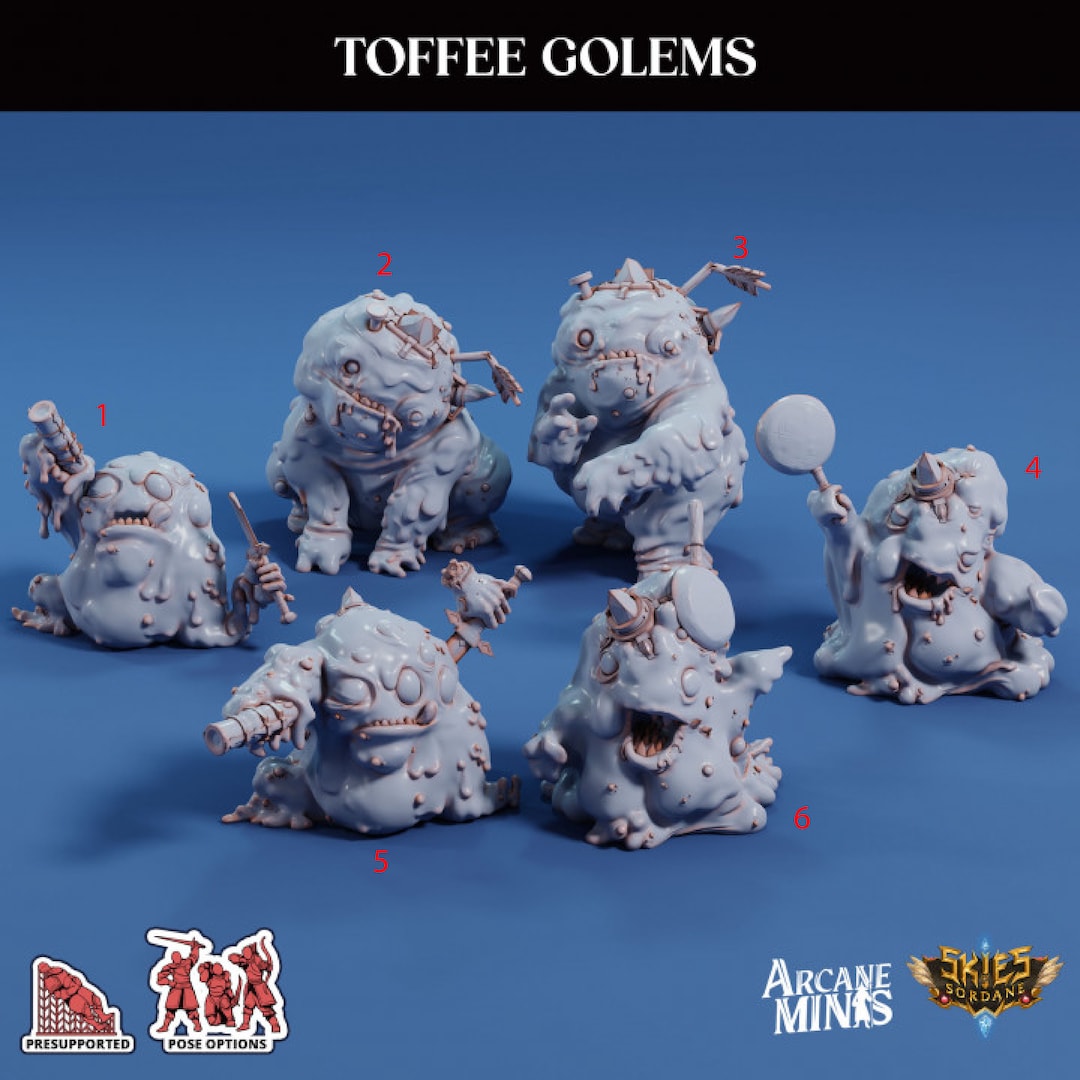 6pc Toffee Golems Set DND Dungeons and Dragons TTRPG Fantasy DND ...