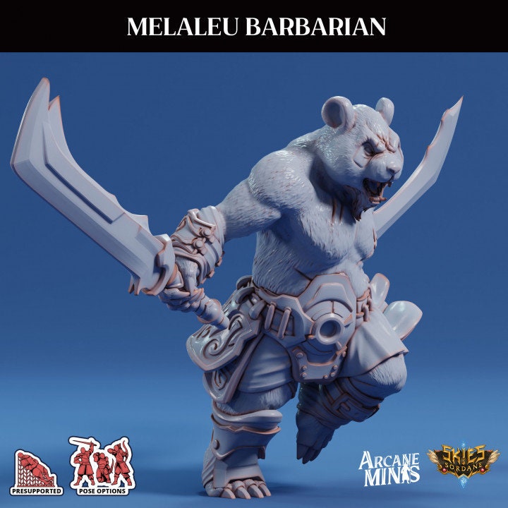 Melaleu Barbarians Dungeons and Dragons 28mm/32mm Panda Minis NPC ...