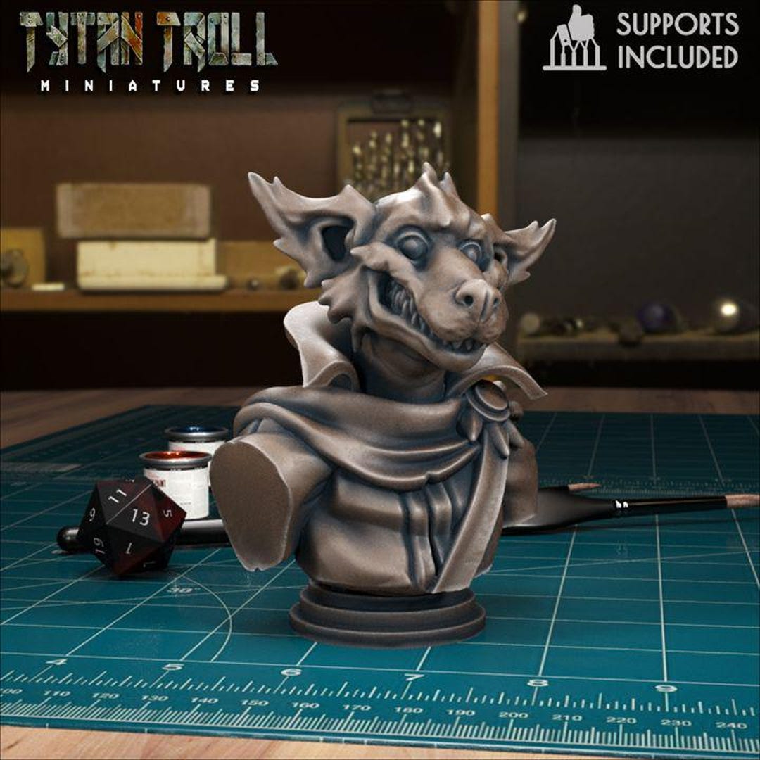 Nerferon Dragon Head Bust | DND Dungeons and Dragons TTRPG | Fantasy ...
