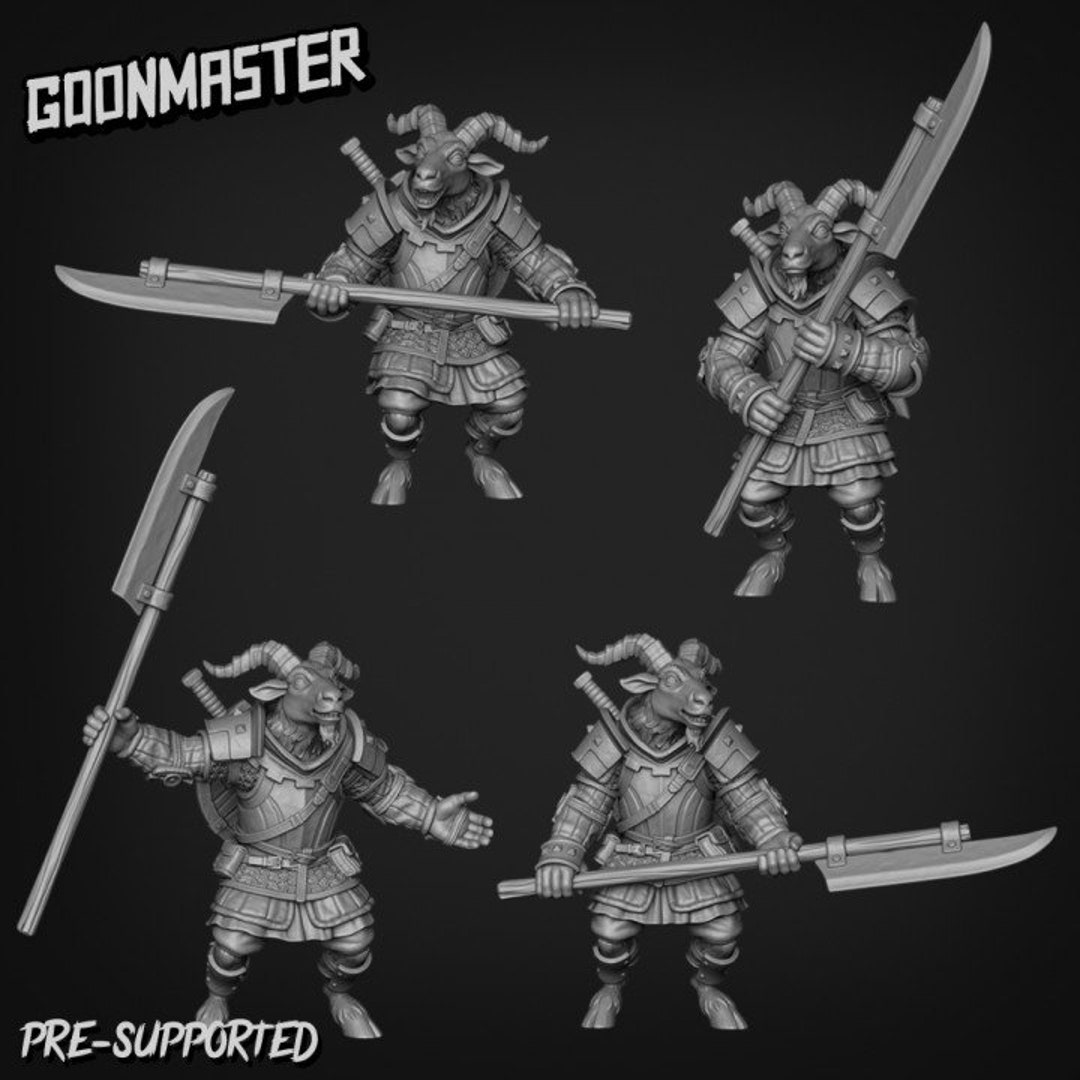 4pc Goats Axemen / Dnd Dungeons and Dragons Animals Figurines Folk ...