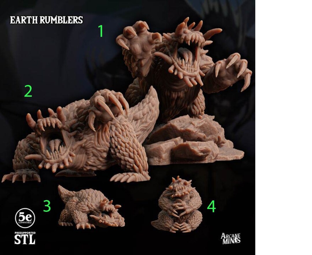 4pc Earth Ramblers Set/ DND Dungeons and Dragons RPG Fantasy DND Monster, Beasts Minis Npcs ...