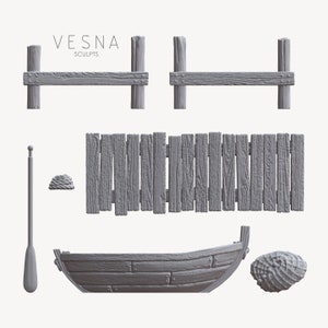 Pier and Boat Set /DND Dungeons and Dragons Fishing Props, Village ...