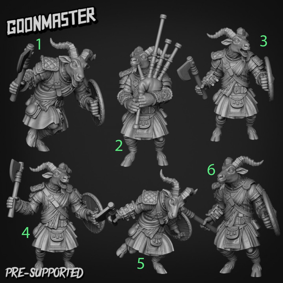 6pc Goats Guards Set/ Dnd Dungeons and Dragons Farm Figurines Warrior ...