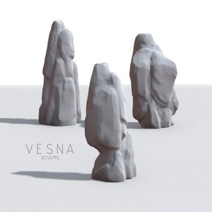 3pc Large Rocks / DND Dungeons and Dragons Miniatures Scenery Props ...