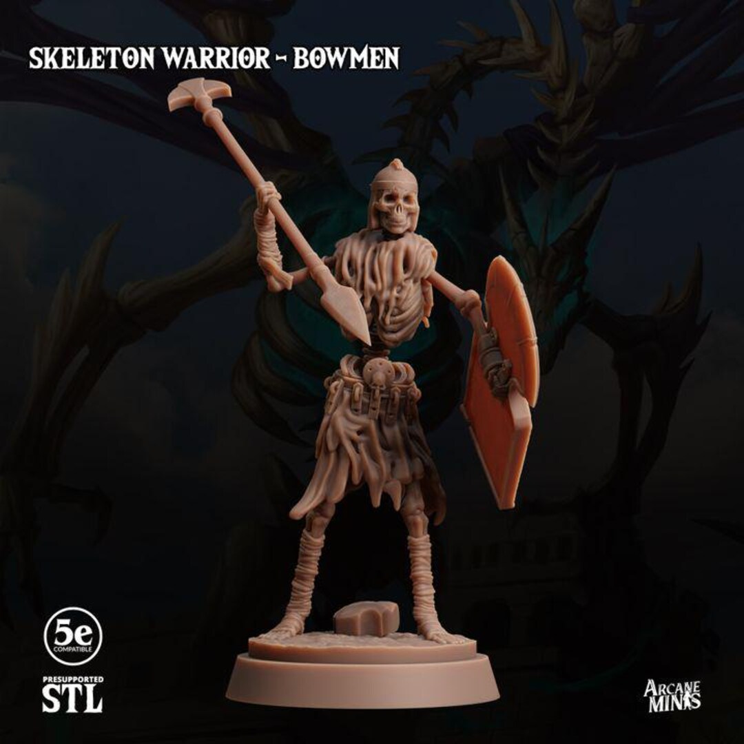 Skeleton Spearman Warrior | DND Dungeons and Dragons RPG 28 32 38 75 ...