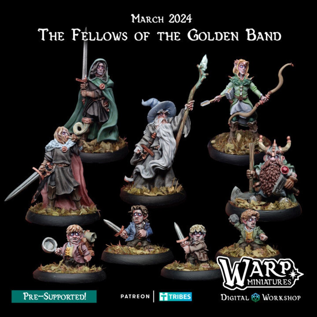 9pc Fellows Golden Band Set/ Dnd Dungeons and Dragons Dwarf Swordsmen ...
