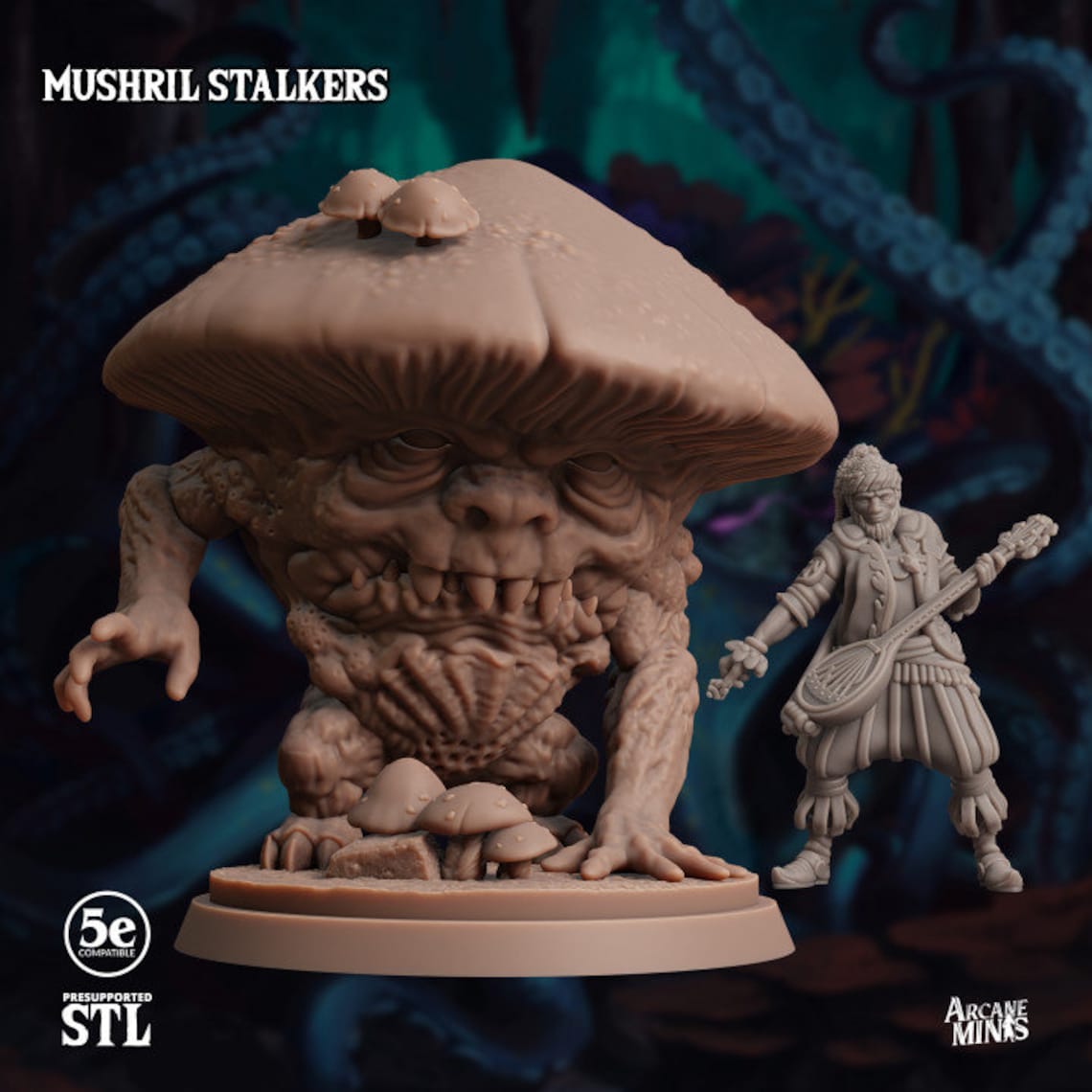 4pc Mushroom Monsters Dungeons and Dragons TTRPG Mini Fantasy DND 5E ...