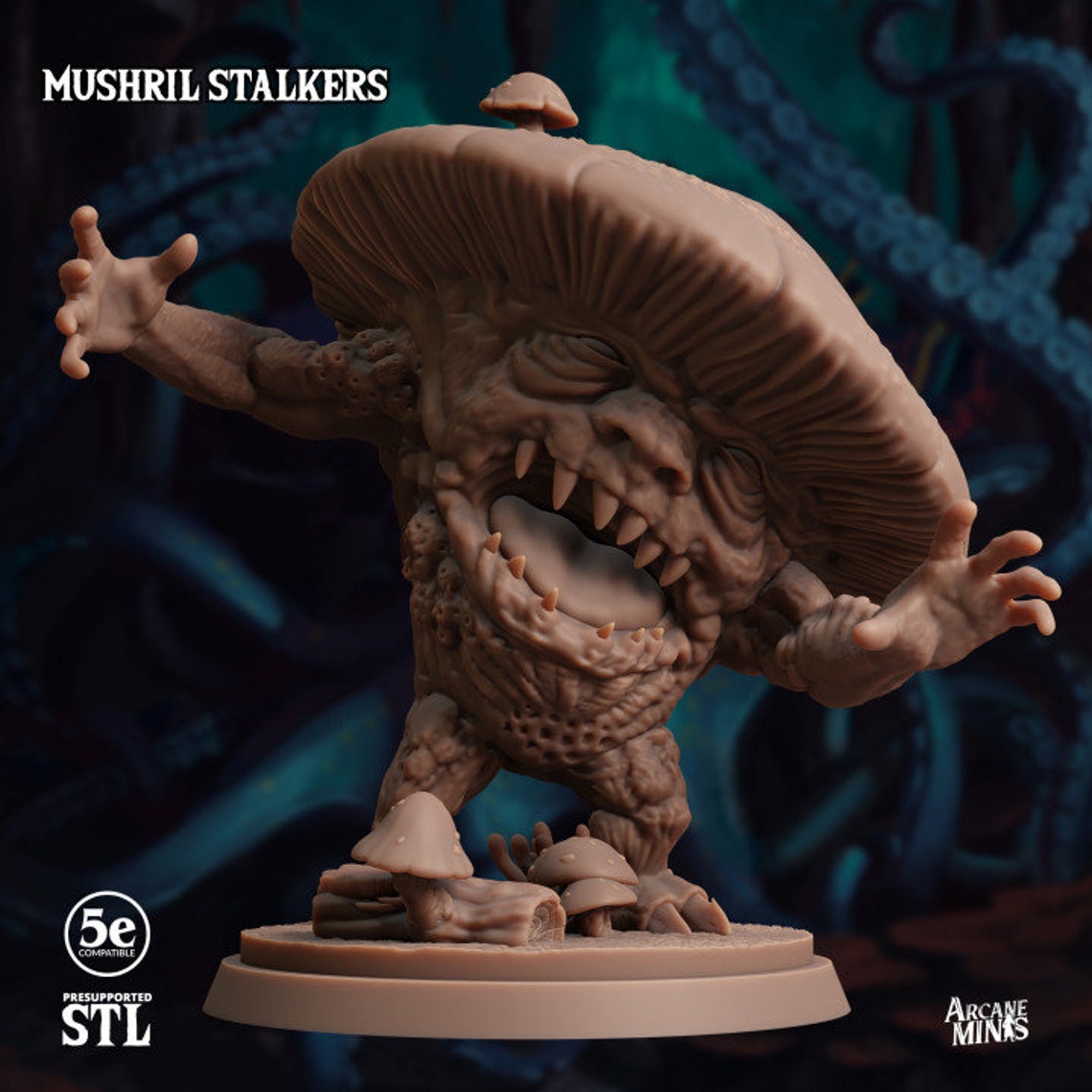 4pc Mushroom Monsters Dungeons and Dragons TTRPG Mini Fantasy DND 5E ...