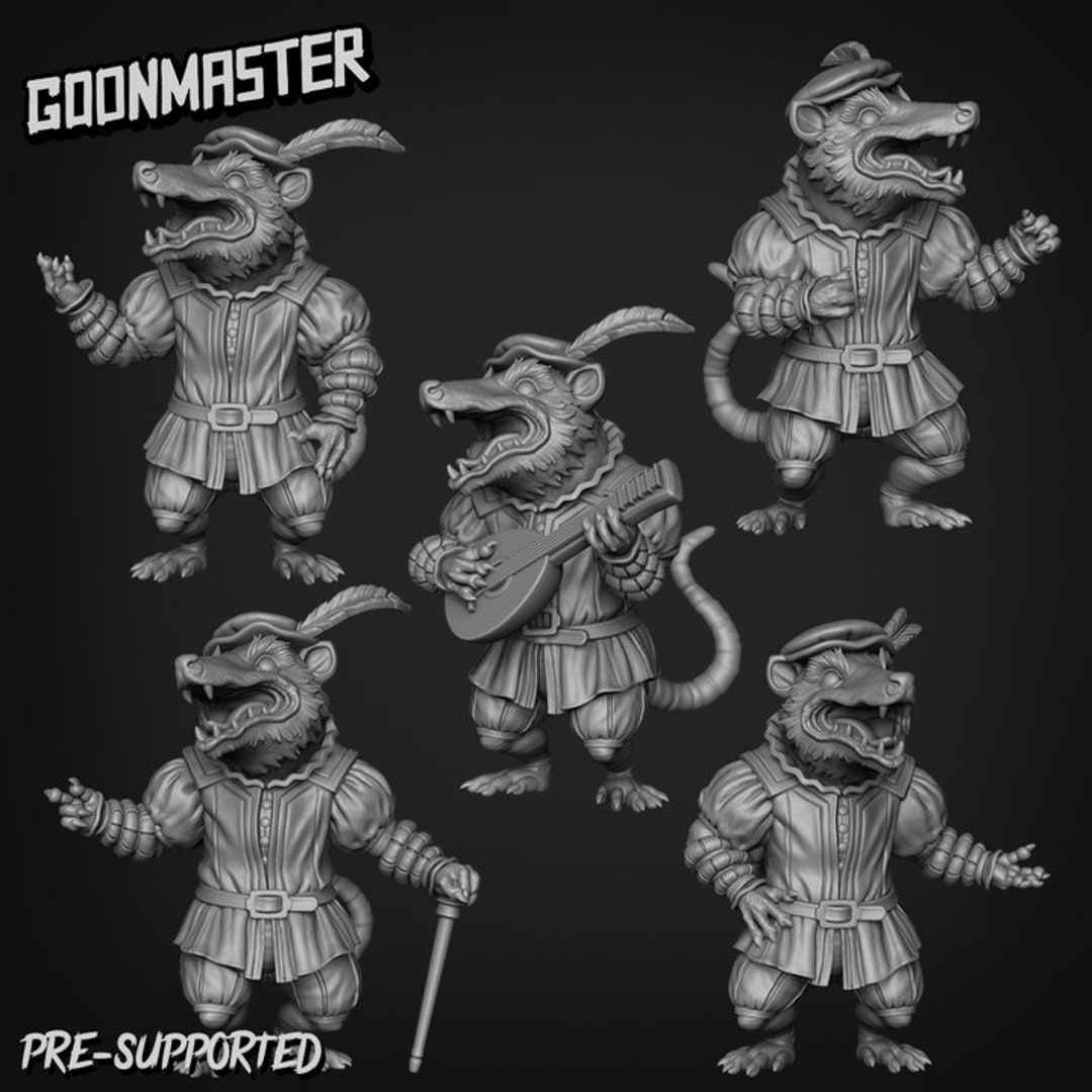 5pc Possum Folk Set Dnd Dungeons and Dragons 28mm/32mm Animal Figurines ...