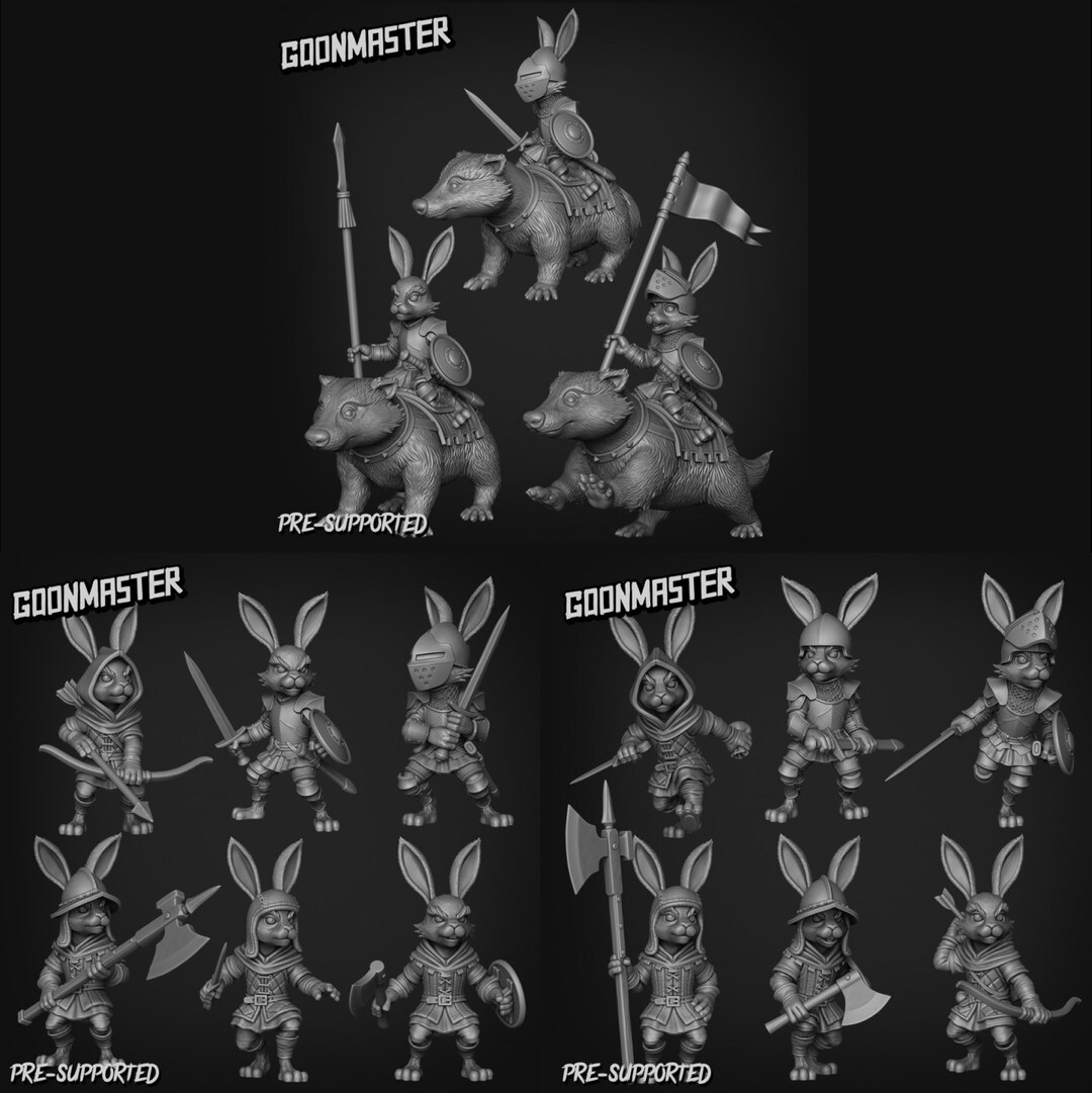 15pc Badger and Rabbit Knight Kickstarter Dungeons and Dragons Animal ...