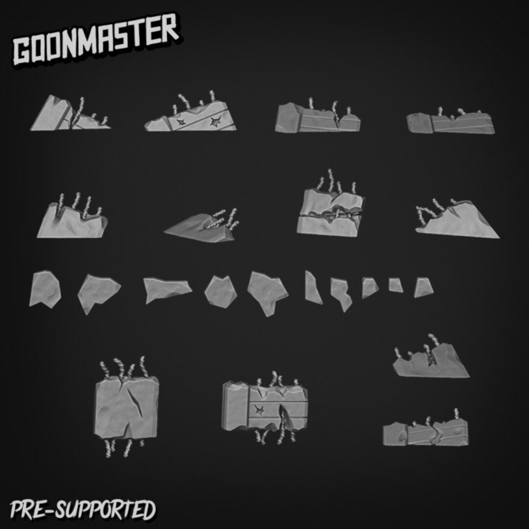 22pc Concrete Rubble Dnd 5e Dungeons and Dragons Broken Walls/buildings ...