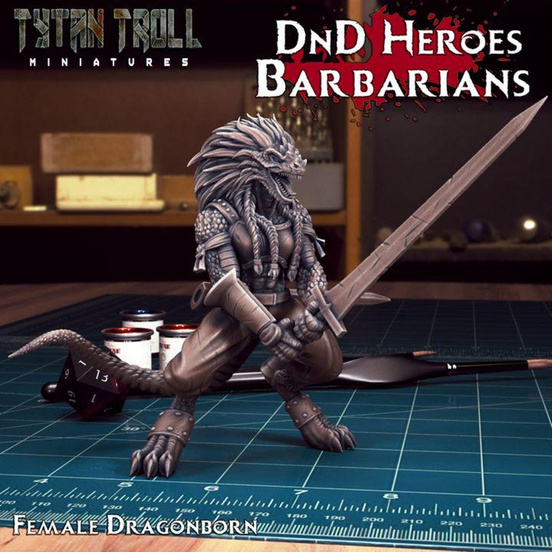 Barbarian Dragonborn Female | Heros | DND Dungeons & Dragons RPG | 32 ...