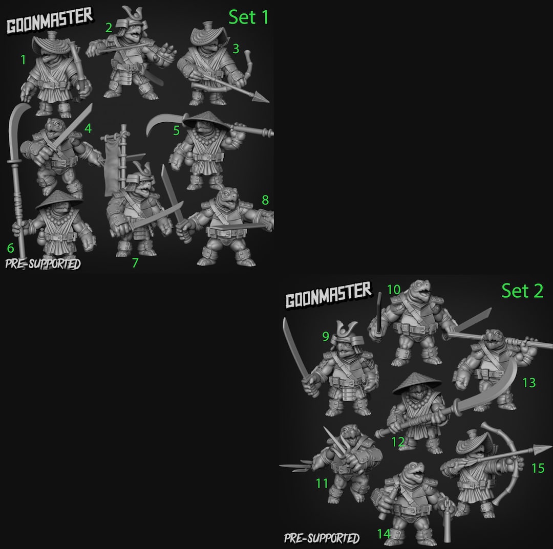 15pc Turtle Clan Set/ Dnd Dungeons and Dragons Animal Figurines Ninja ...