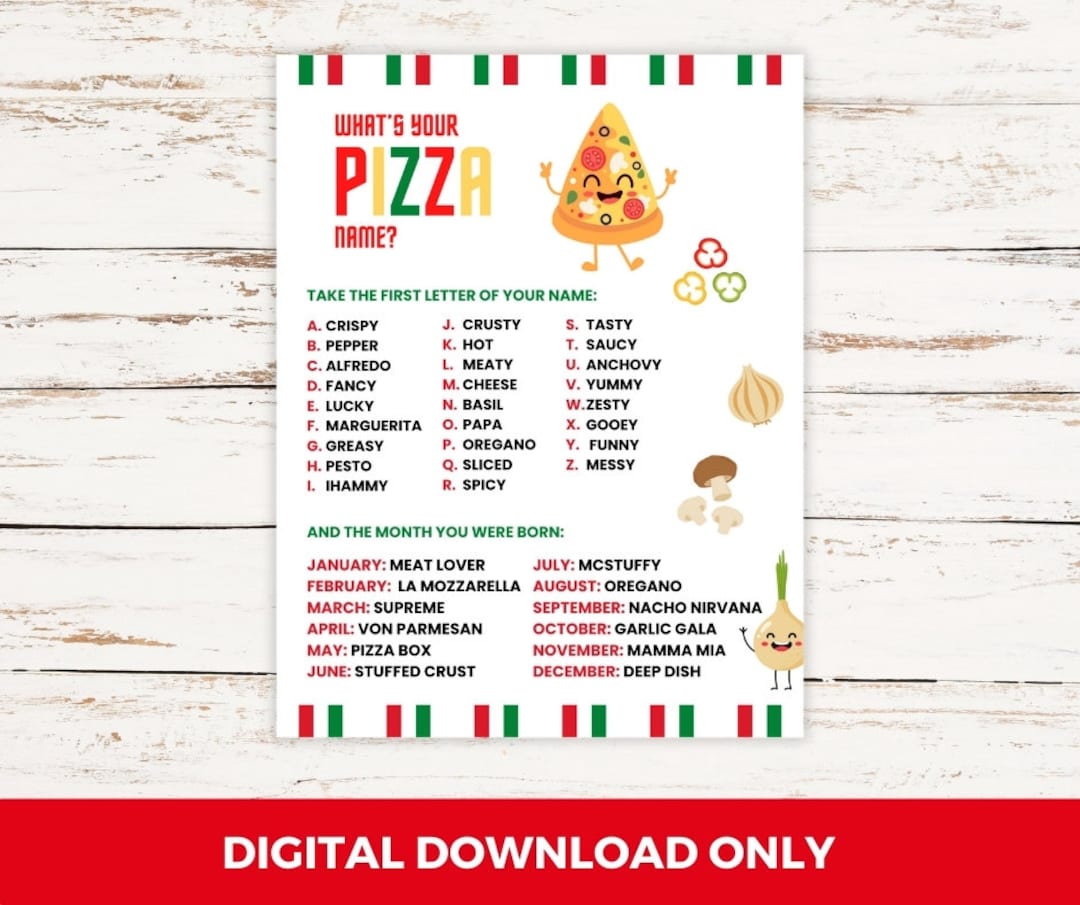 What's Your Pizza Name Pizza Party Game Pizza Name Game Icebreaker ...