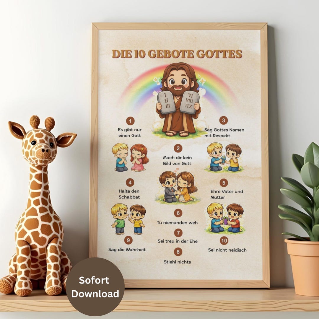 The Ten Commandments of God Children's Poster | Christian Poster for ...
