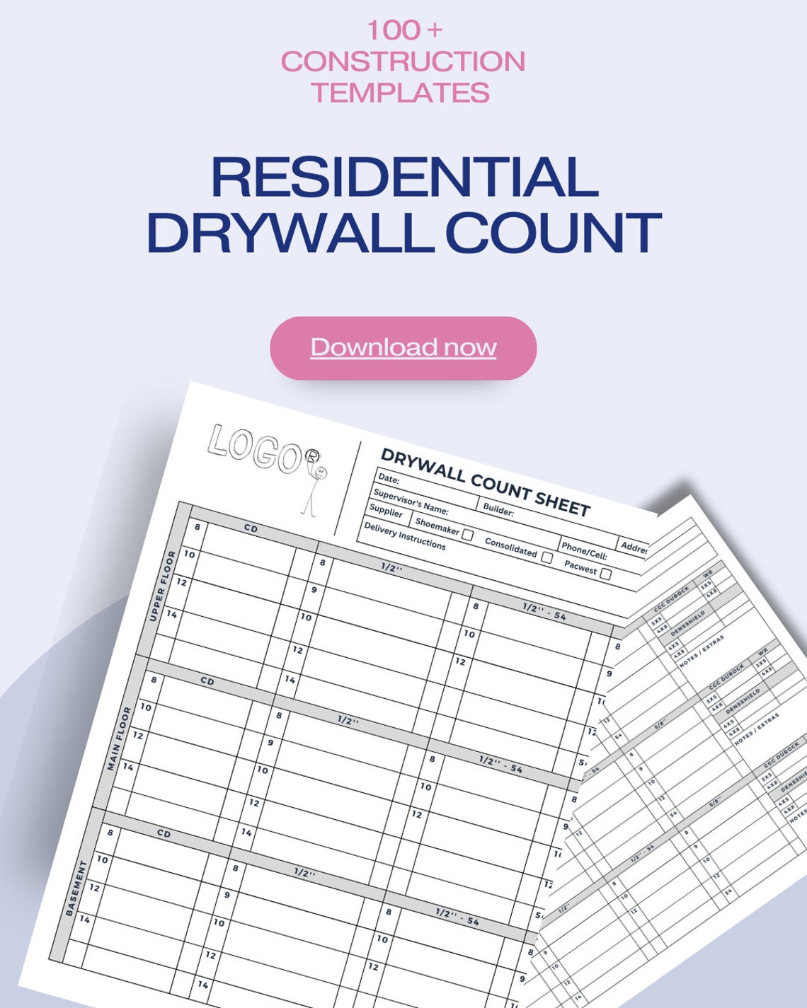 Residential Drywall Count- Canva Template - Etsy Canada