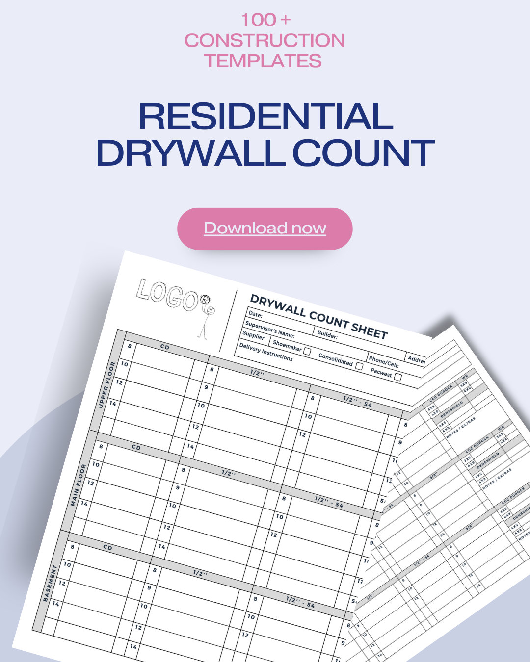 Residential Drywall Count- Canva Template - Etsy Canada