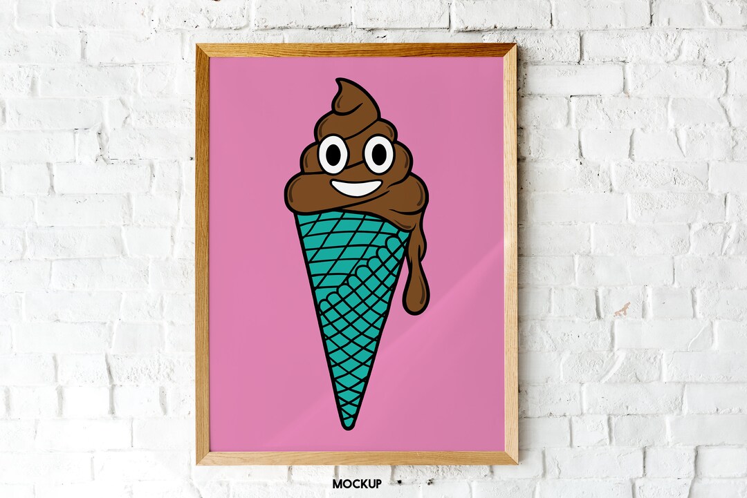 Poop Cone Fun Emoji Bright Illustration, Giclée Heavyweight Premium 200 ...