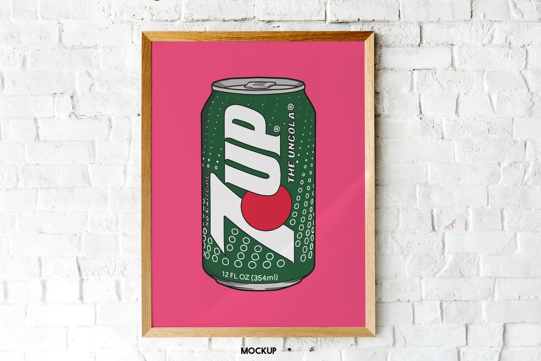 7up Can Fun Bright Illustration Kitchen Wall Art Poster Giclée ...