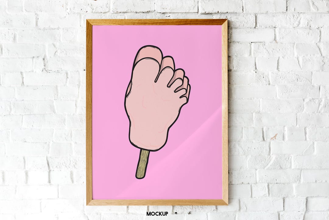 Retro Ice Cream Funny Feet - Fun Bright Graphic Illustration Wall Art ...