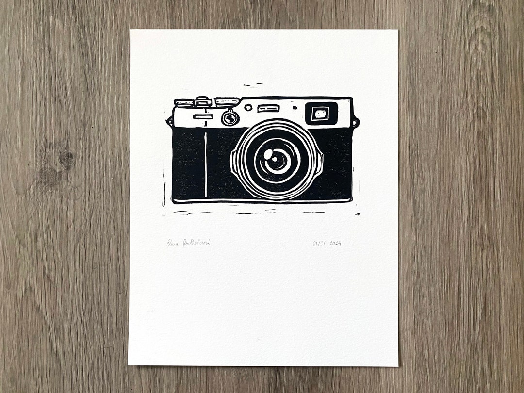 Fuji Camera Handprinted Linocut - Etsy