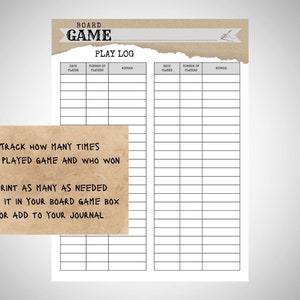 Printable Board Game Tracker - Etsy