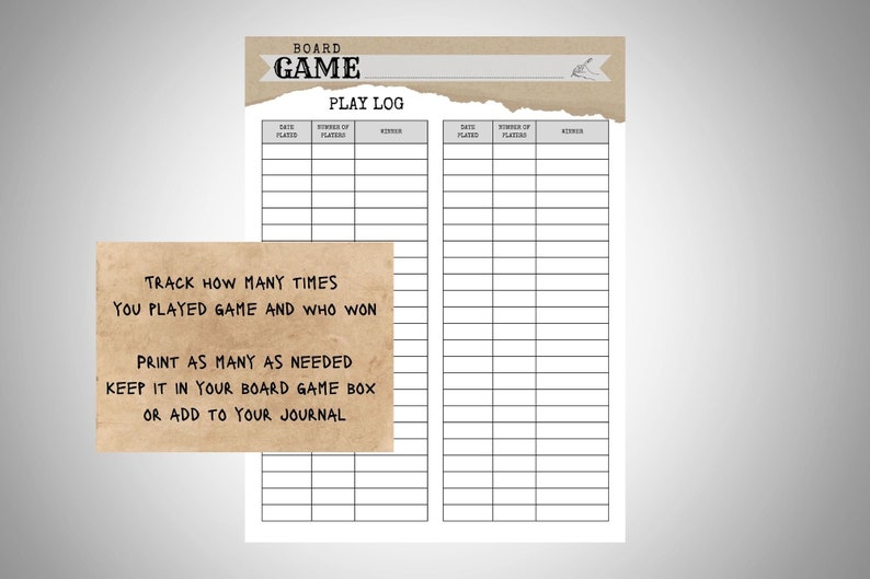 Printable Board Game Tracker - Etsy