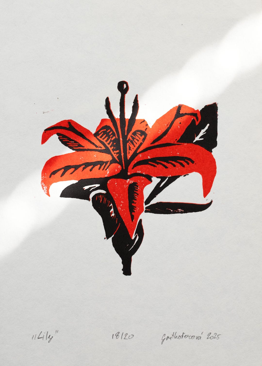 Handprinted Linocut - Lily - Etsy