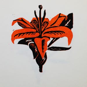 Handprinted Linocut - Lily - Etsy