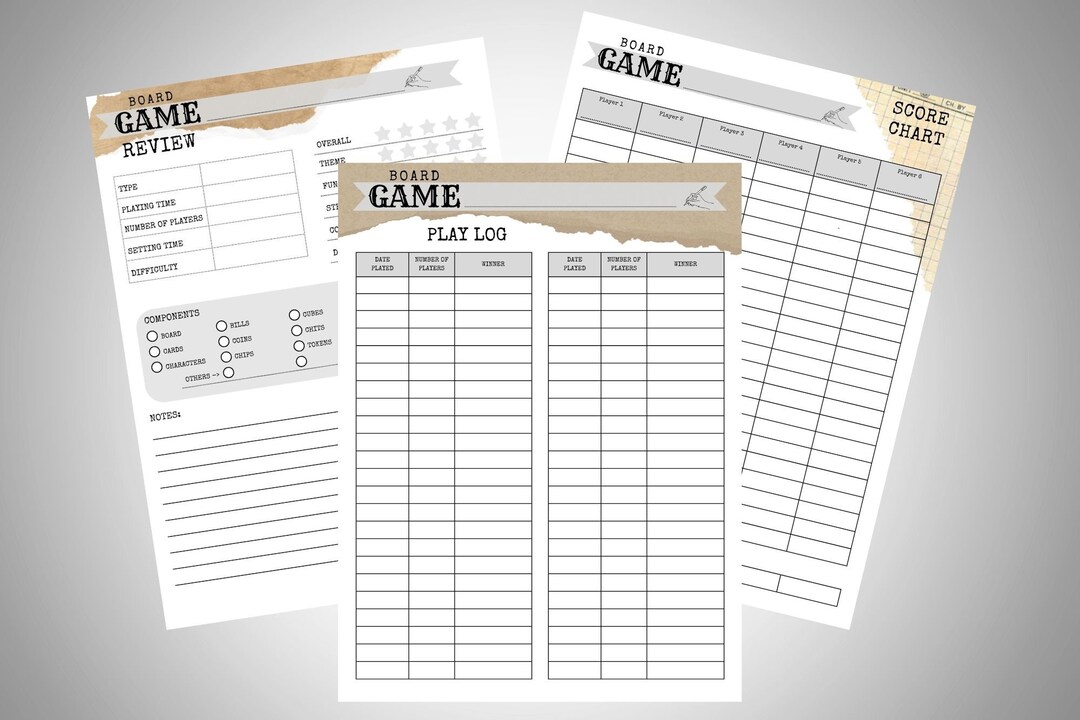 Printable Board Game Tracker - Etsy