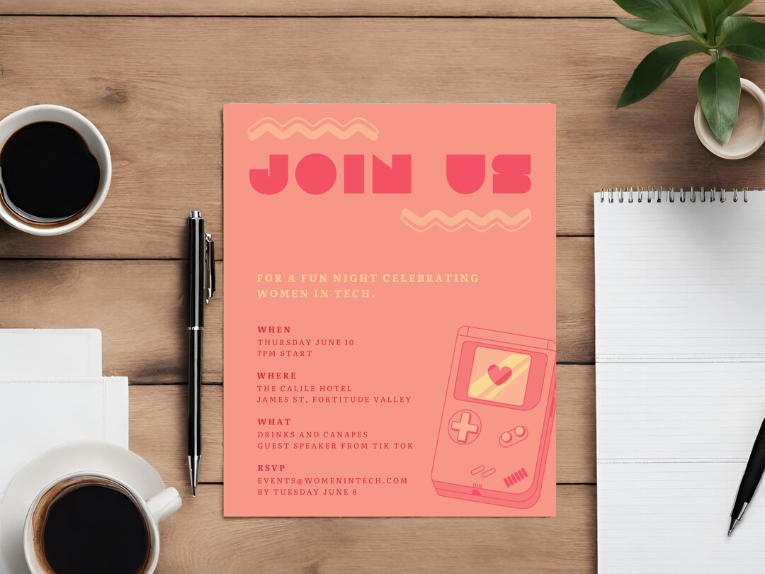 Women in Tech Invitation Template, Digital and Printable Canva Template ...