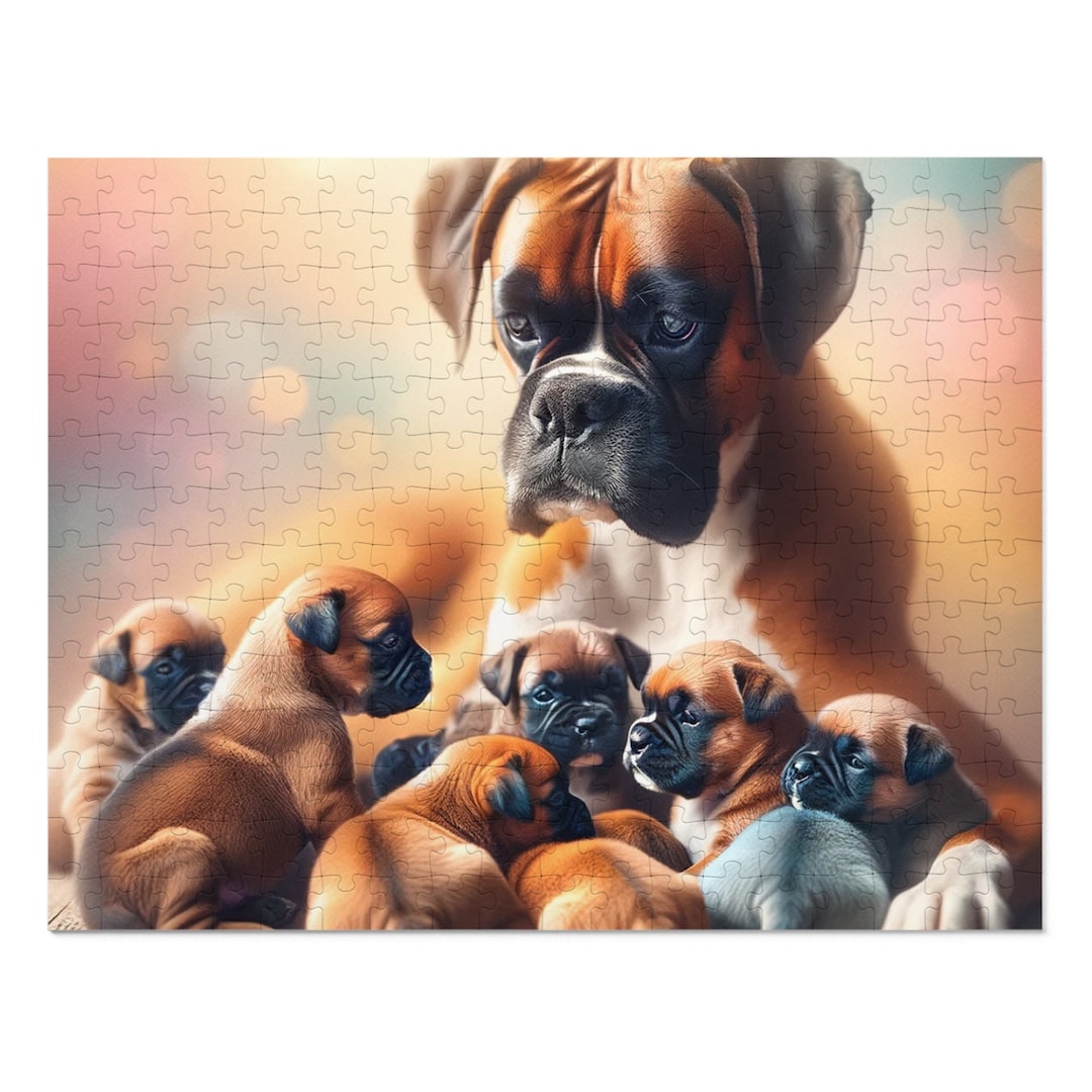 Boxer Bliss: Mom and Pup Jigsaw Puzzle (30, 110, 252, 500,1000-piece ...