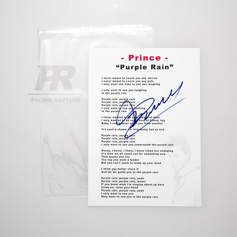 Lyric Song of Purple Rain - Etsy