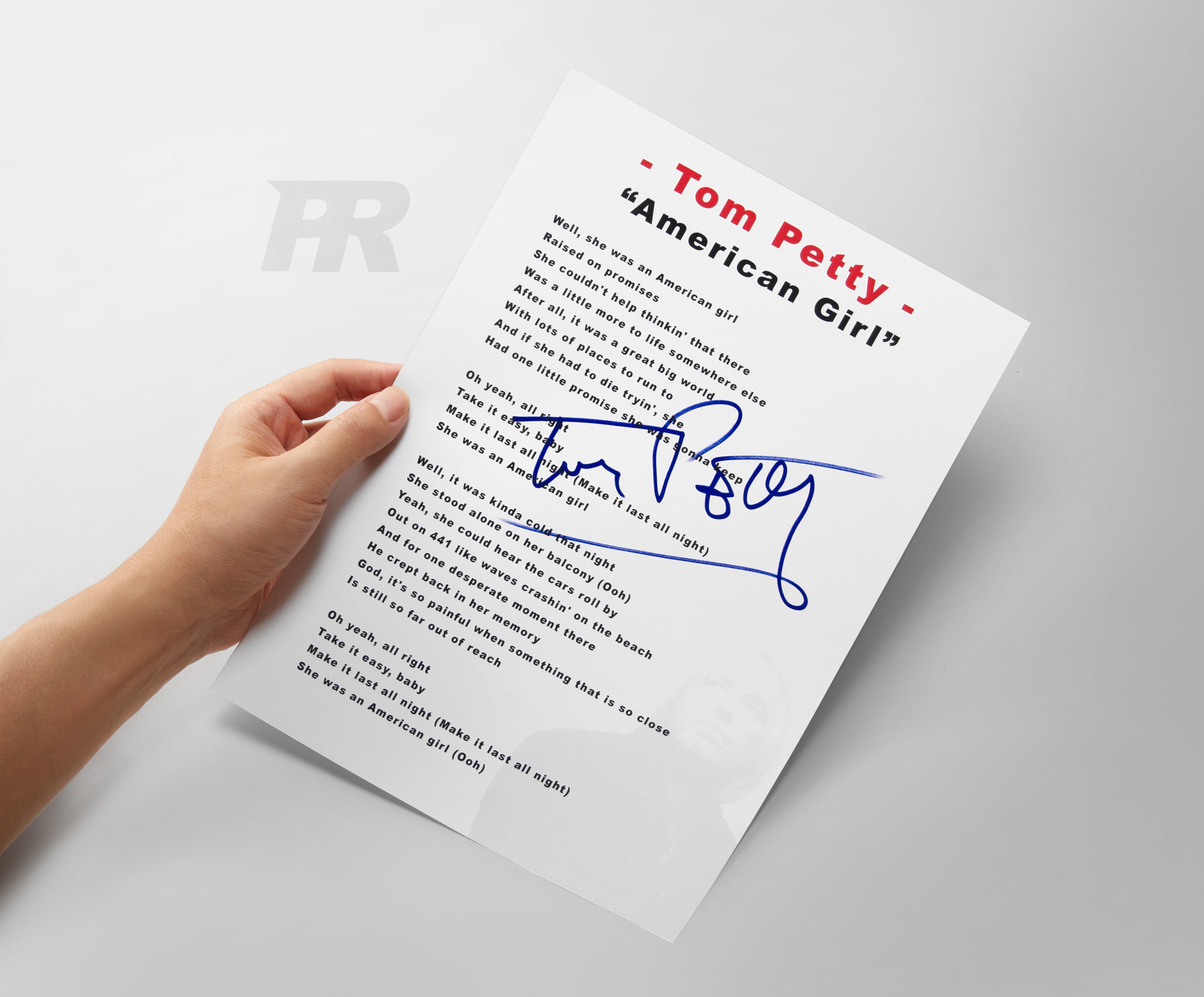 Tom Petty American Girl Signed A4 Lyric Sheet Autographed Signature ...