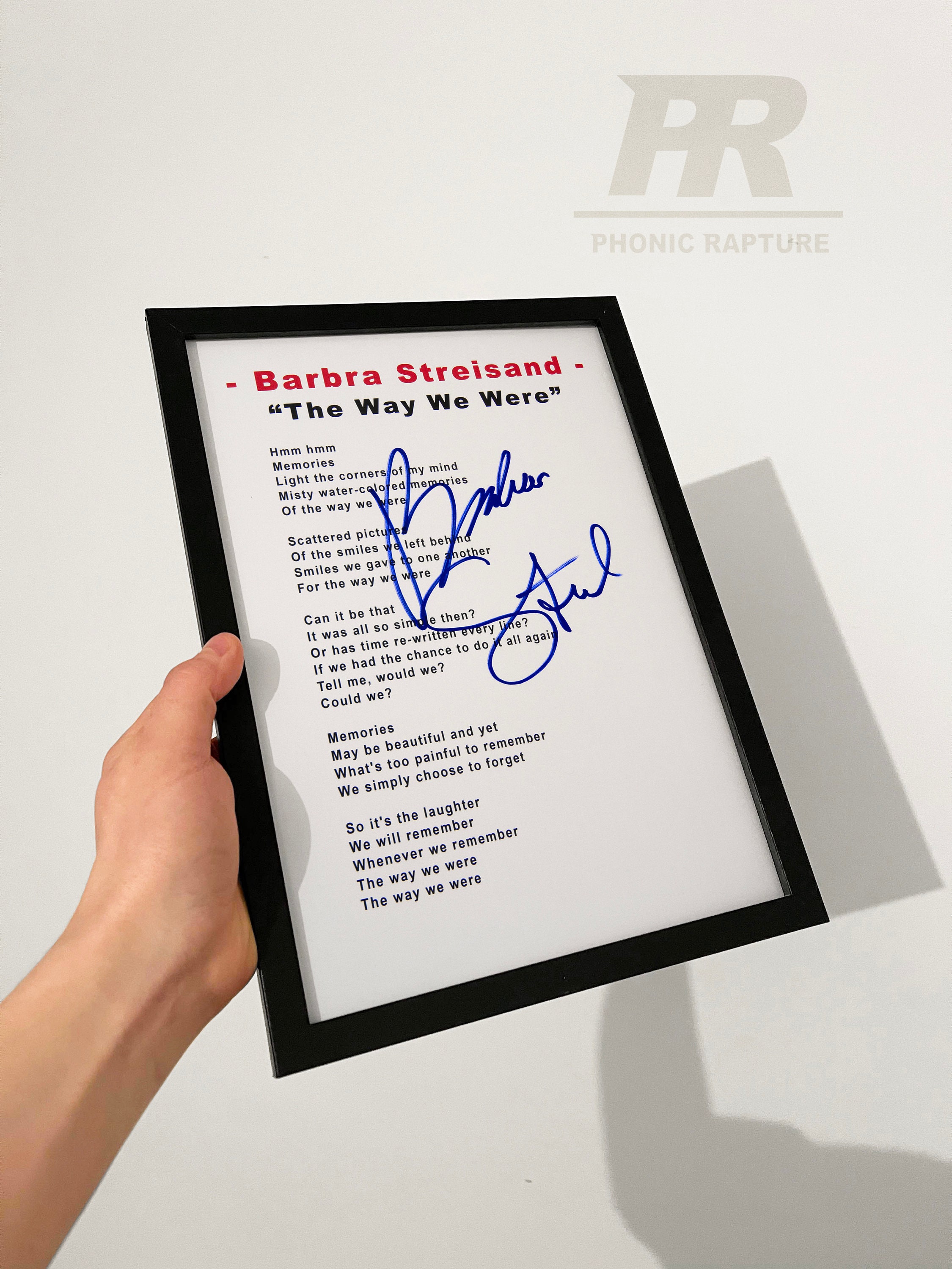 Barbra Streisand the Way We Were Signed A4 Lyric Sheet Autographed ...