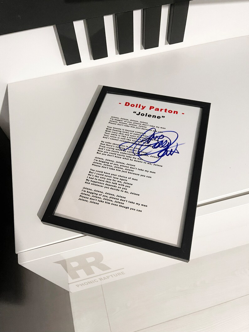 Dolly Parton Jolene Signed A4 Lyric Sheet Autographed Signature Music ...