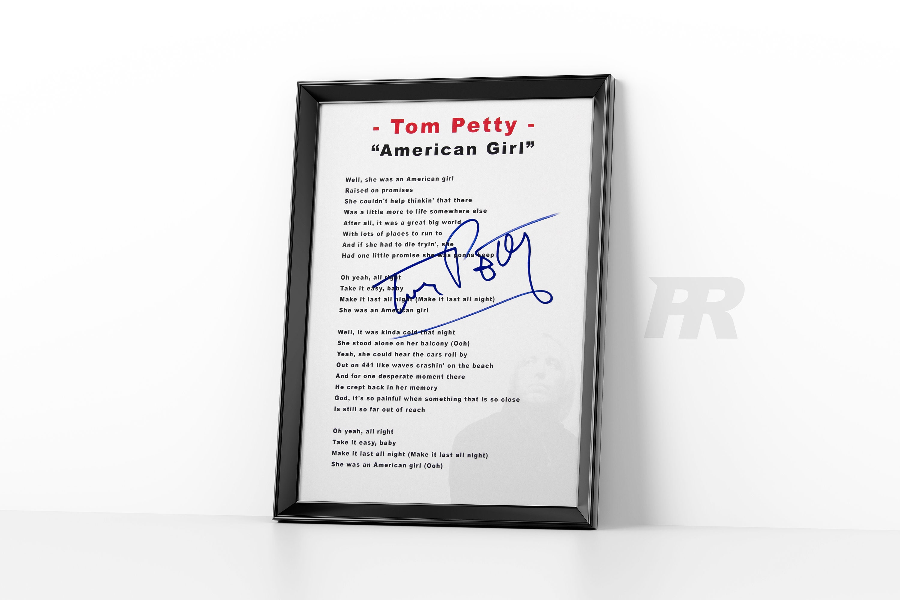 Tom Petty American Girl Signed A4 Lyric Sheet Autographed Signature ...
