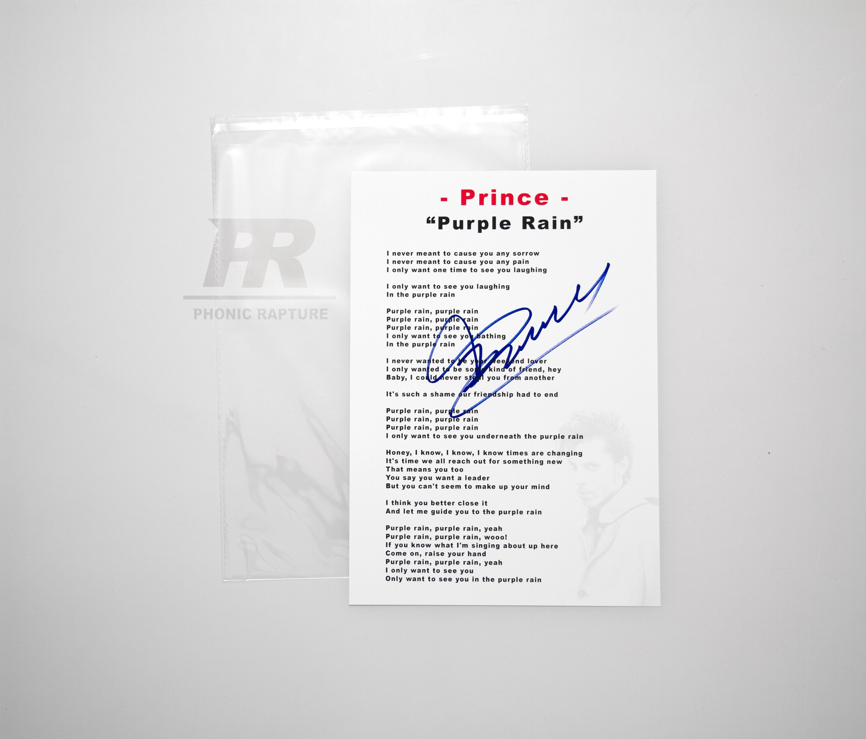 Prince "purple Rain" Signed A4 Lyric Sheet Signed A4 Lyric Sheet ...