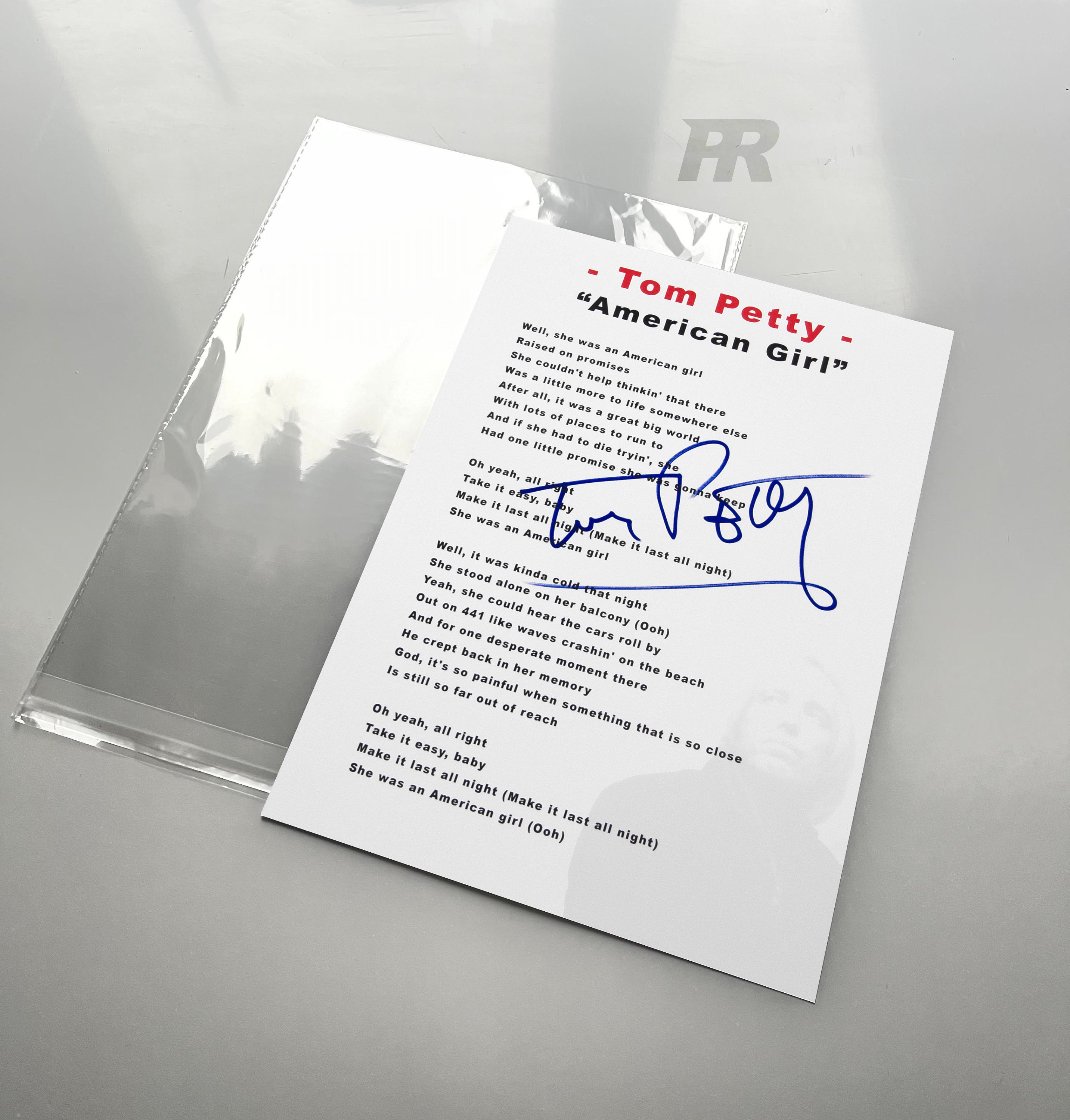 Tom Petty American Girl Signed A4 Lyric Sheet Autographed Signature ...