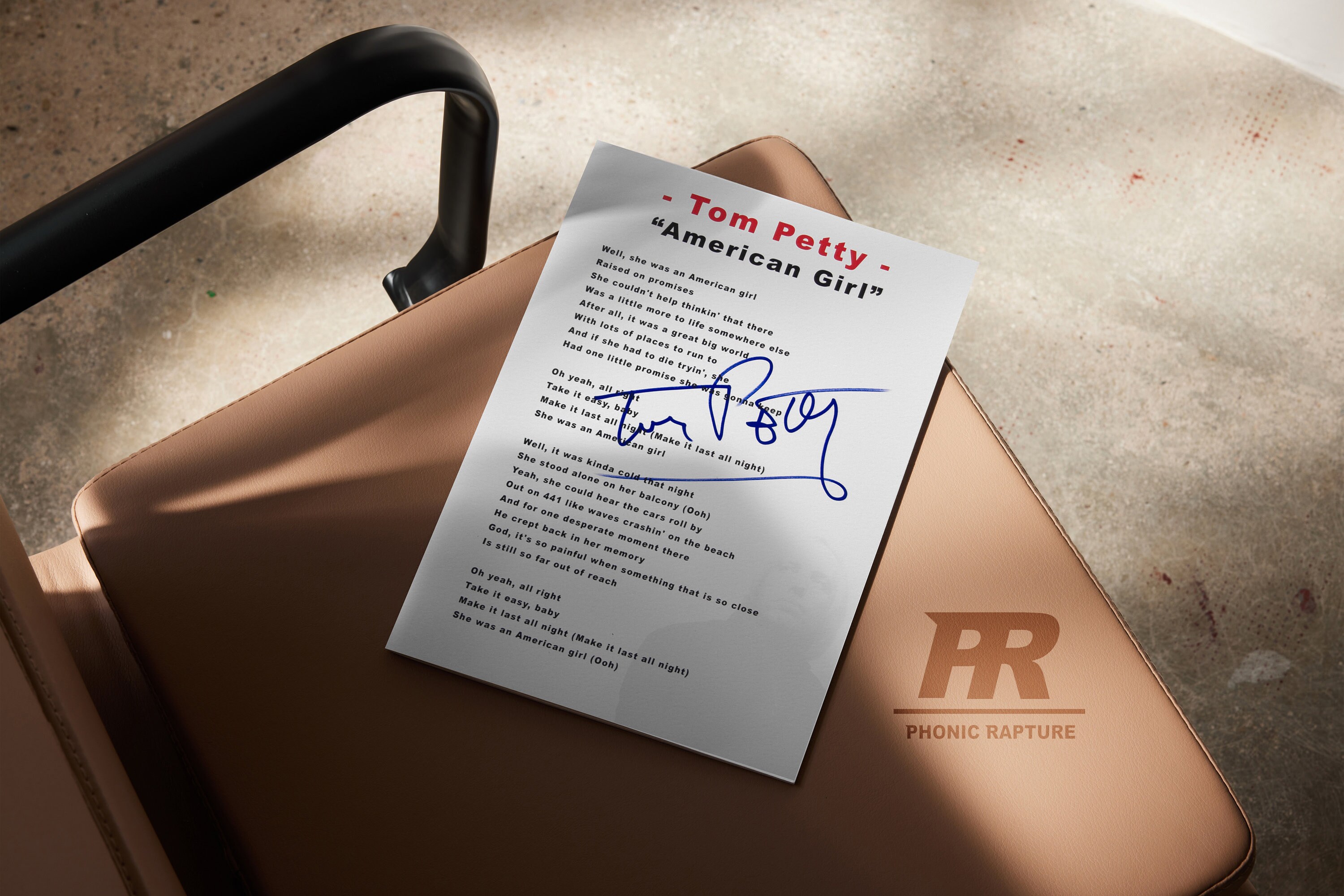 Tom Petty American Girl Signed A4 Lyric Sheet Autographed Signature ...