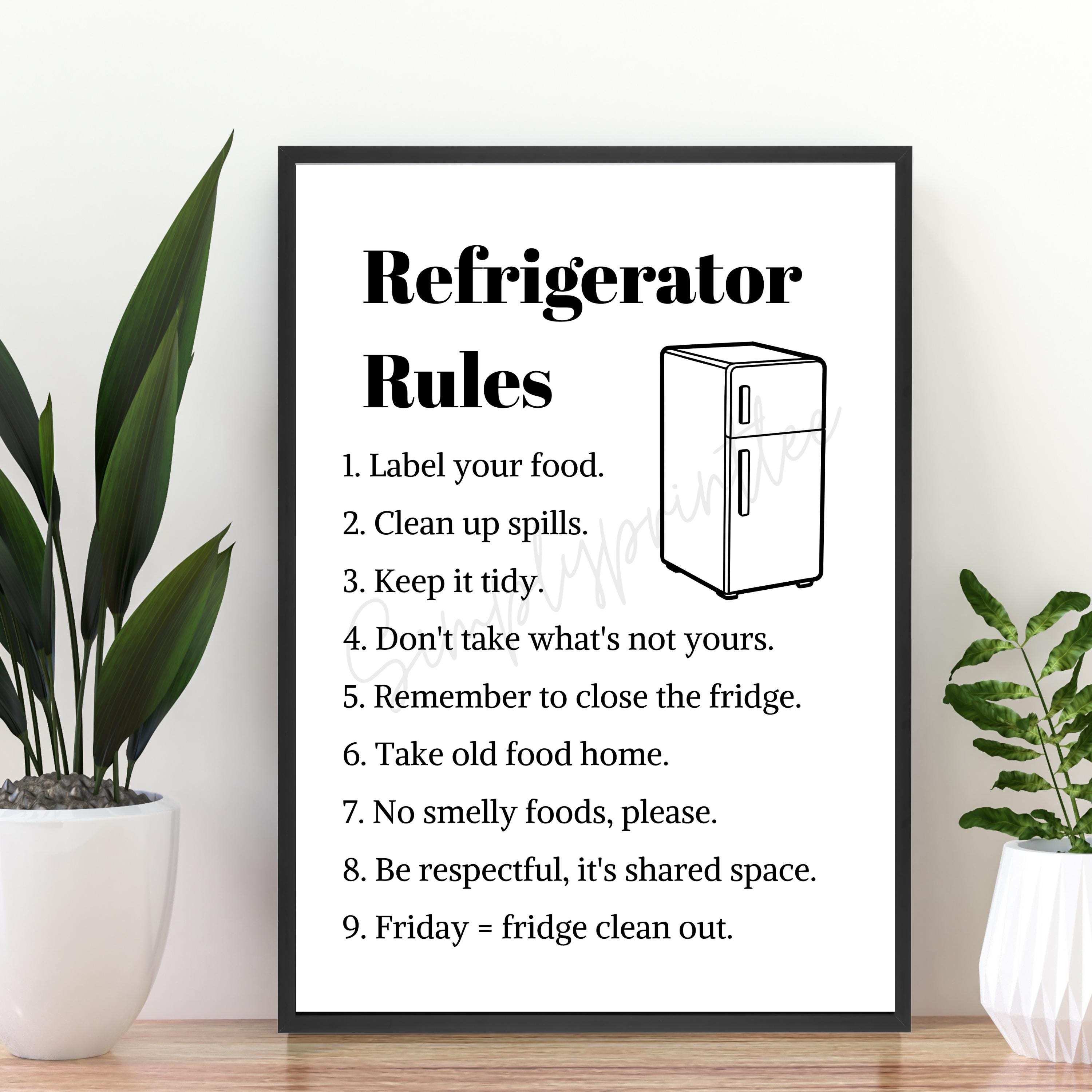 Refrigerator and Microwave Rules Sign: Office Break Room Decor ...