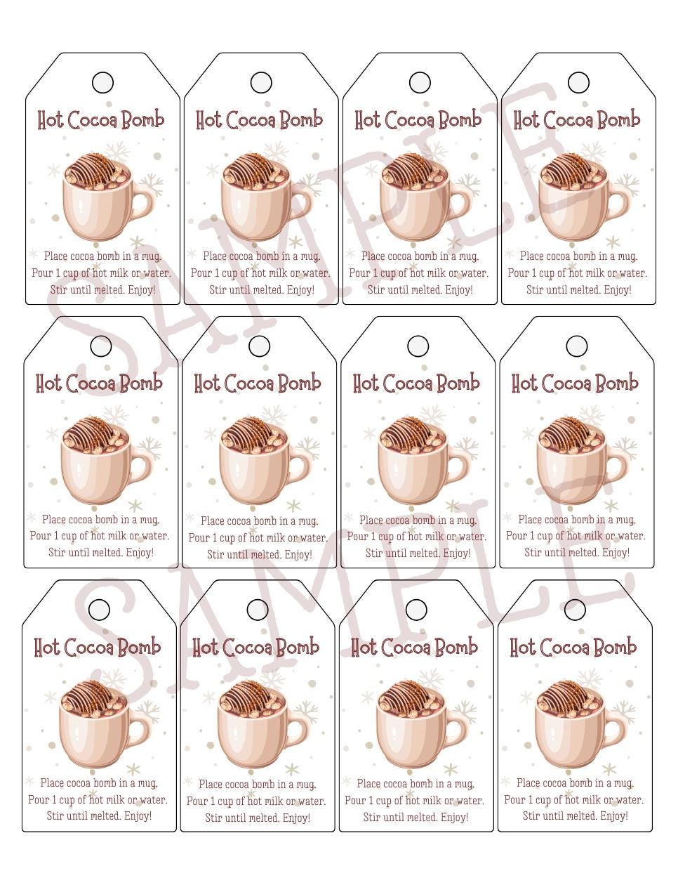 Printable Hot Cocoa Bomb Tags: Party Favor Labels - Etsy