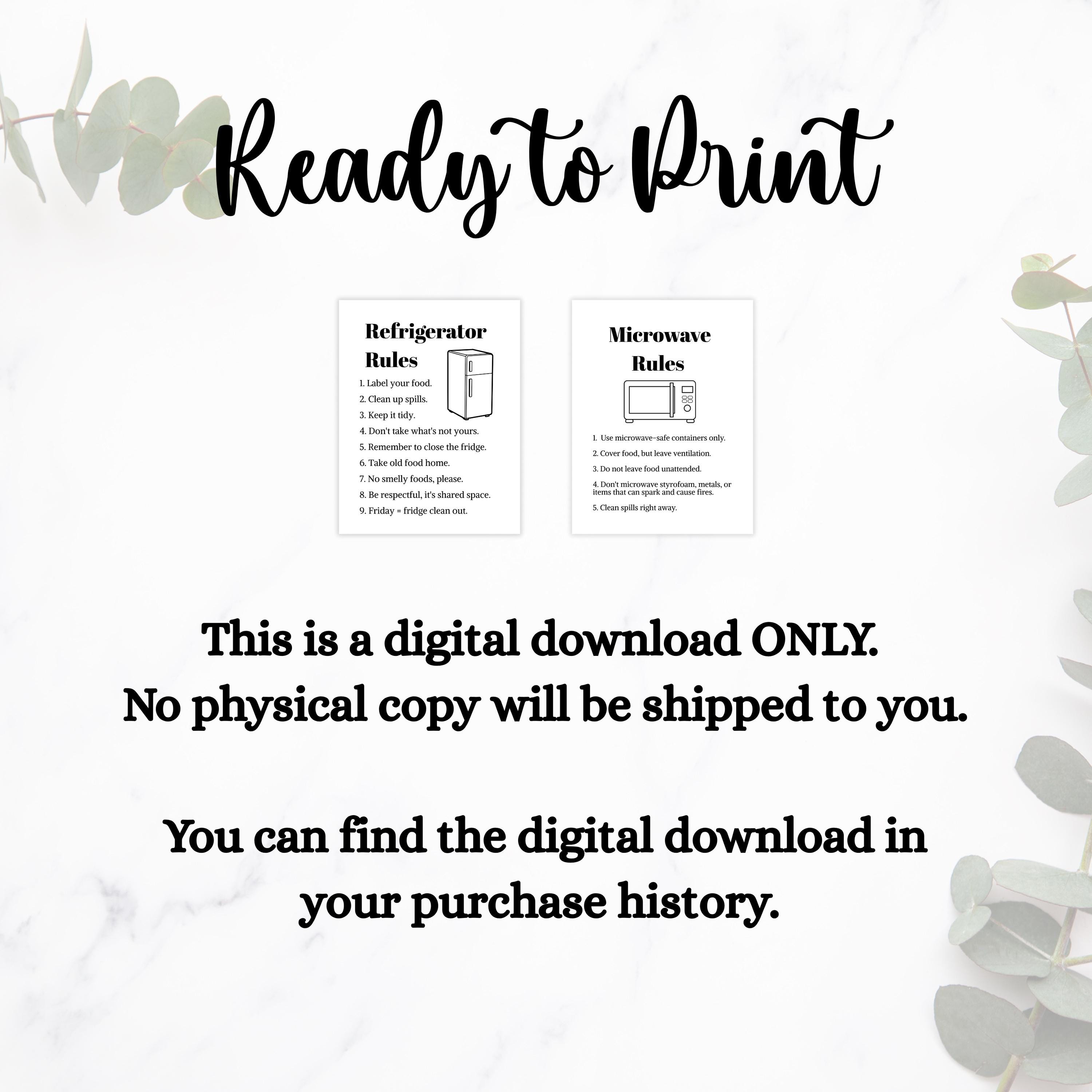 Refrigerator and Microwave Rules Sign: Office Break Room Decor ...