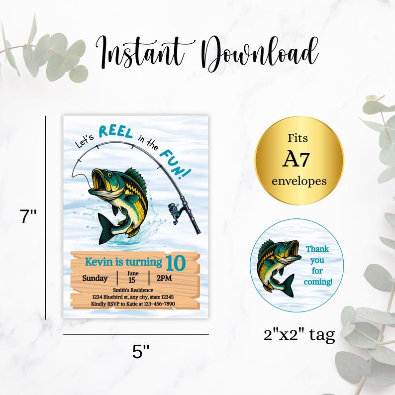 Editable Fishing Birthday Invitation Template | Reel in the Fun Fishing ...