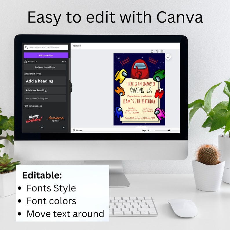 Among Us Birthday Invitation Template | Kids Imposter Party Invite ...