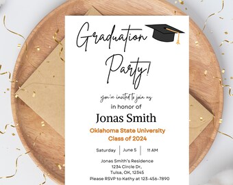 Editable Graduation Invitation, Class of 2024 Graduation Party Invite ...
