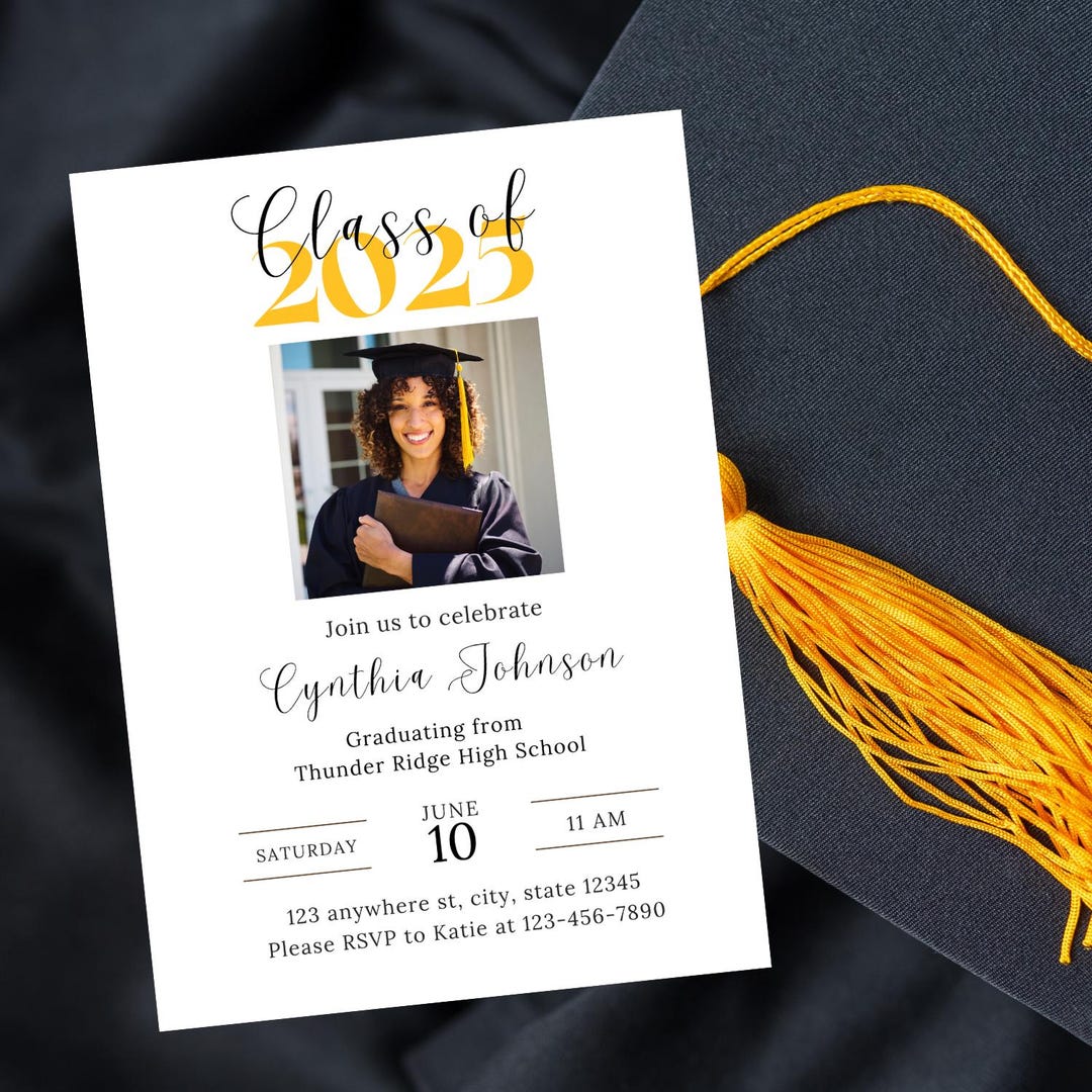 Editable Class of 2025 Graduation Invitation Template | Customizable ...