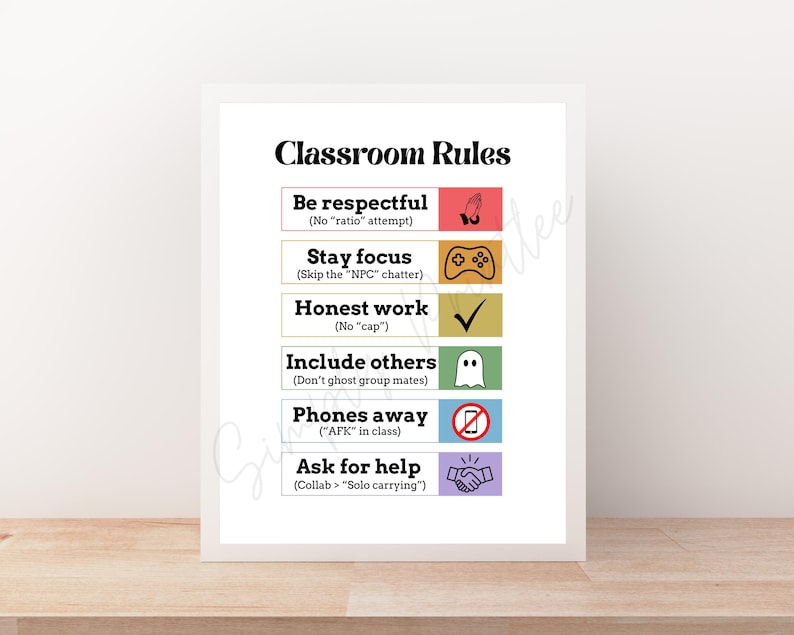 Classroom Rules Poster | Gen Alpha Slang | Funny Modern High School ...