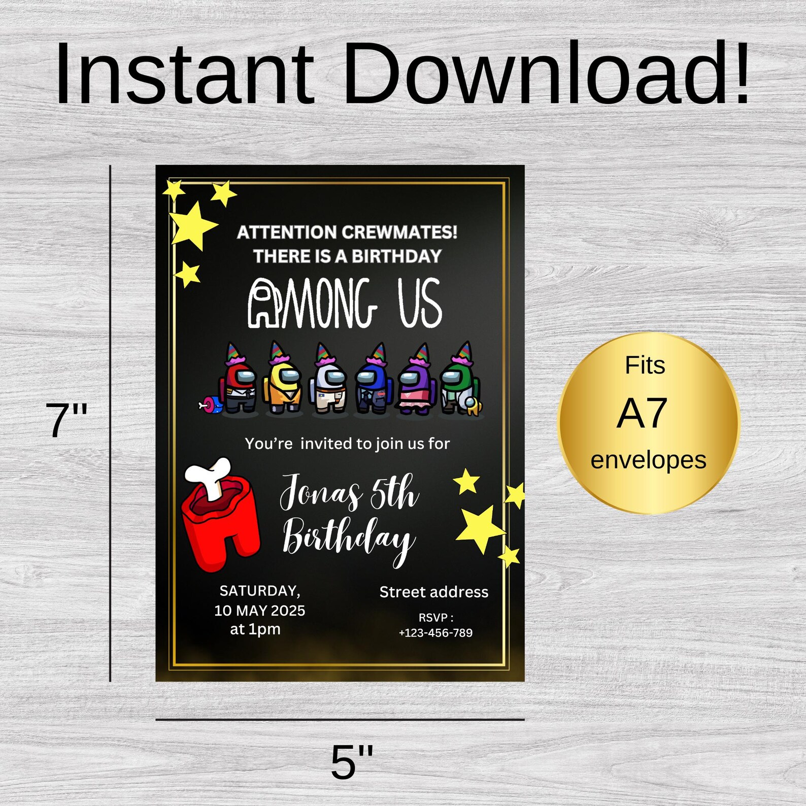 Editable Among Us Birthday Invitation Template on Canva: Editable Kids ...